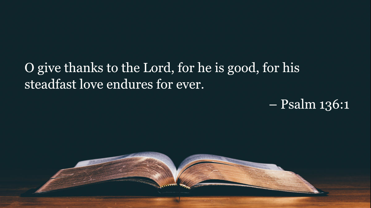 Your Daily Bible Verses — Psalm 136:1 — Integrated Catholic Life™